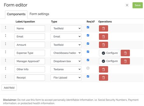 Forms Field Types