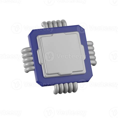 3d Icon Processor Component Computer Hardware Illustration Concept Icon