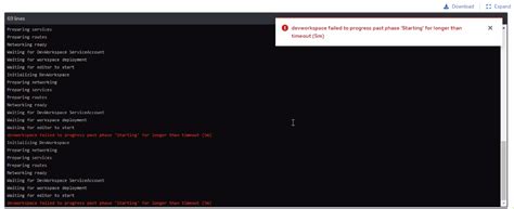 why workspace fails with error devworkspace failed to progress past