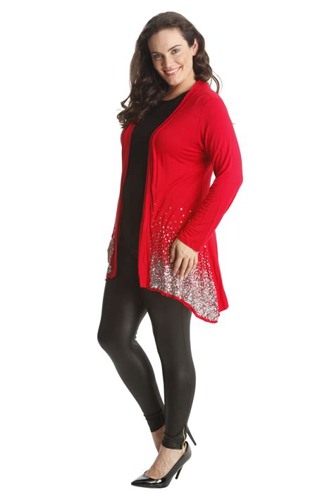 New Womens Plus Size Cardigan Ladies Sequin Border Glitter Long Top Nouvelle Ebay