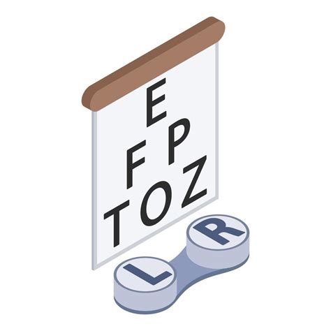 Vision Testing Icon Isometric Vector Snellen Chart And Contact Lens