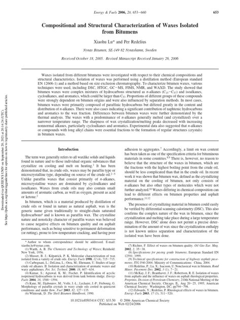 Compositional And Structural Characterization Of Waxes Isolated From