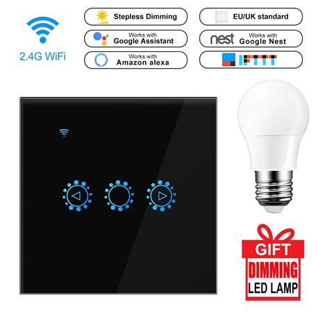 ABEDOE Led Dimmer Smart Wifi Switch Touch Control Stepless Dimmer With Bulb Compatible With