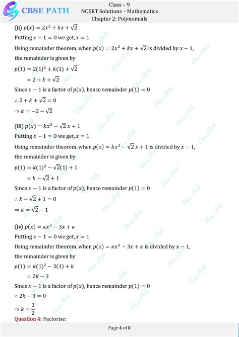 Ncert Solutions For Class 9 Maths Exercise 2 3 Polynomials 2024 25 Cbse Path