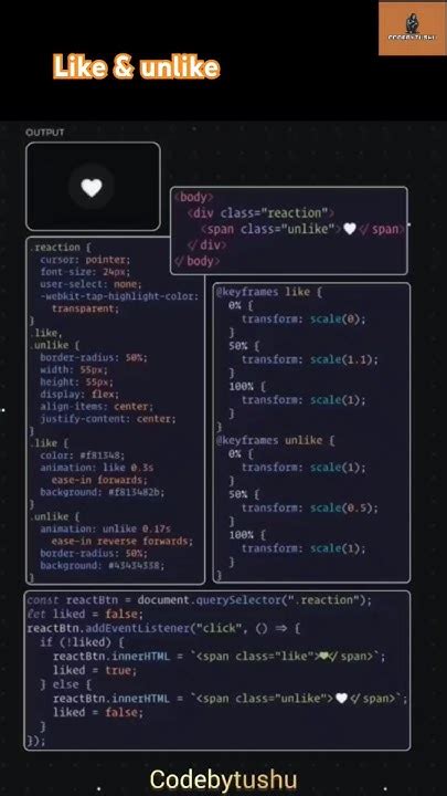 Create Interactive Like And Unlike Buttons With Css Html Css Codebytushu Coding Webdesign