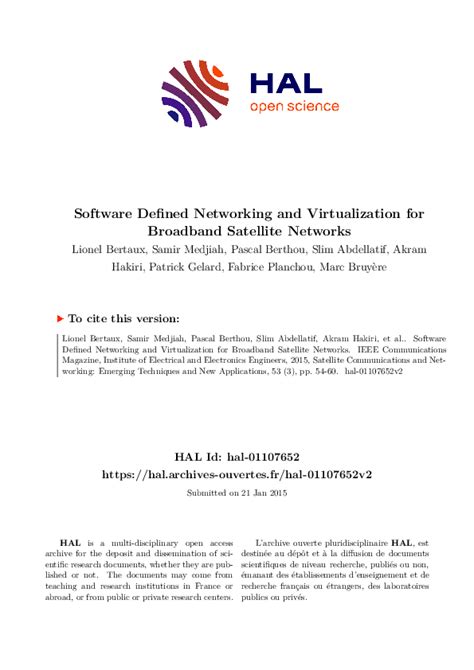 Pdf Software Defined Networking And Virtualization For Broadband Satellite Networks