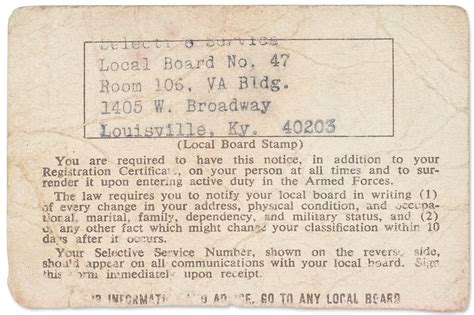 Muhammad Alis Unsigned Vietnam Draft Card Heads To Auction