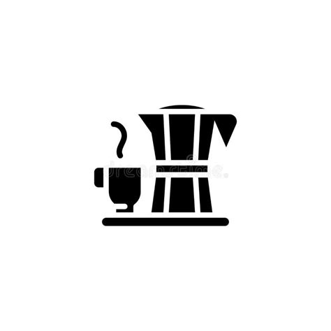 Coffee Machine Black Icon Concept Coffee Machine Flat Vector Symbol Sign Illustration Stock