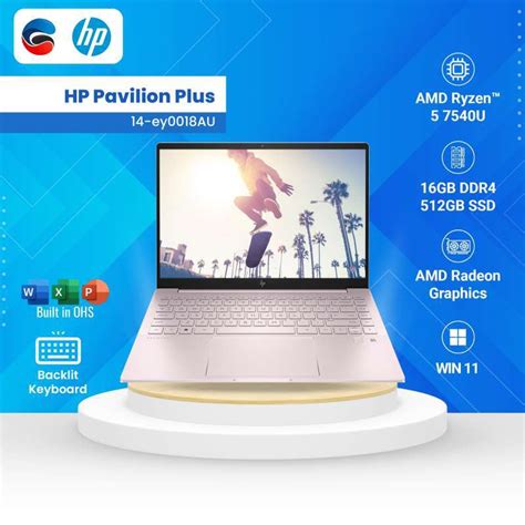 Promo Hp Laptop Pavilion Plus 14 Ey0018au Amd Ryzen 5 7540u 16gb 512gb Win11 Diskon 14 Di