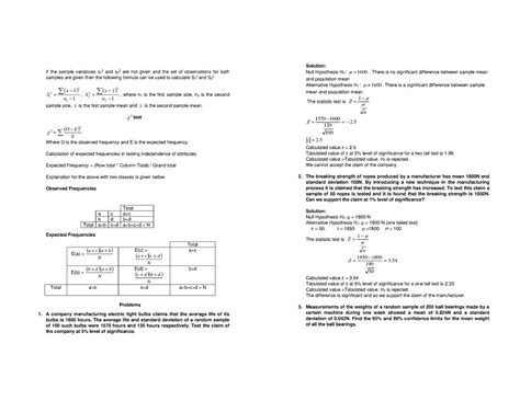 Theory OF Sampling AND Testing OF Hypothesis PDF FILE If The Sample Variances S And S