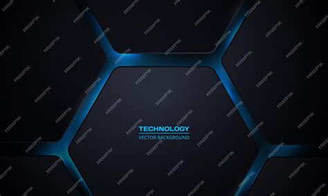 블랙 3d 육각 기술 벡터 추상적인 배경입니다 파란색 밝은 에너지는 현대 기술의 미래 배경 벡터 삽화에서 육각형 아래