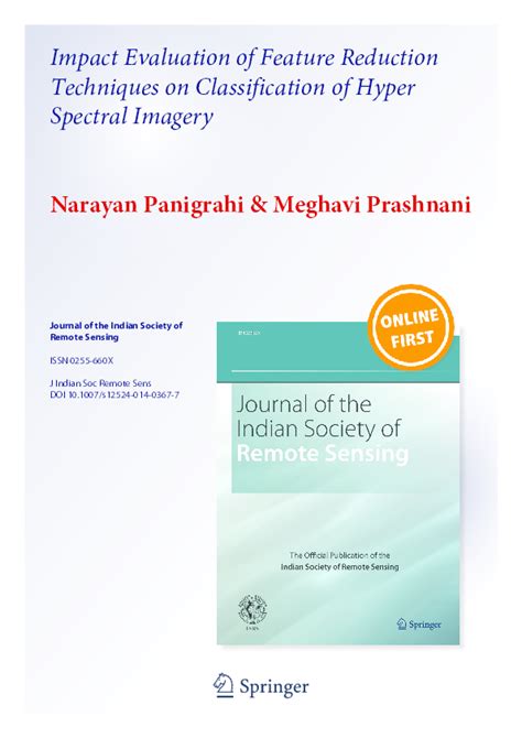 Pdf 2 3 Journal Of The Indian Society Of Remote Sensing Impact Evaluation Of Feature Reduction