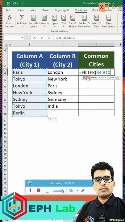 Extract Common Data Using Filter Function In Excel Excel Microsoftoffice Exceltutorial Youtube