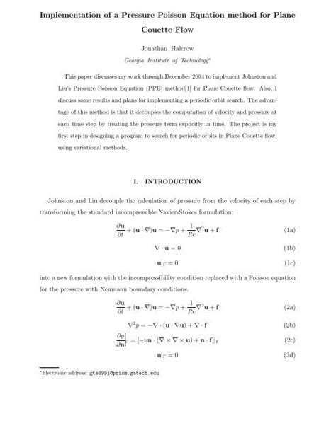 Implementation Of A Pressure Poisson Equation Chaosbook