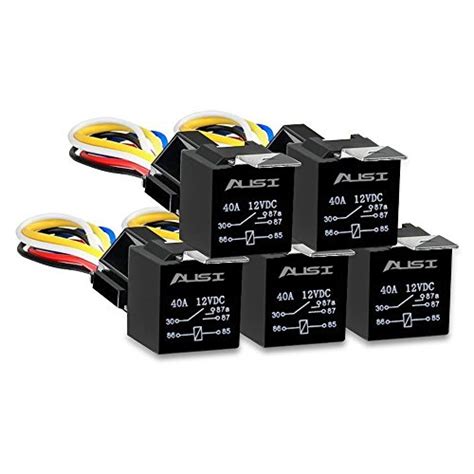Buy Ausi 5 Pack 5 Pin Spdt 30 40 Amps 12v Dc Automotive Waterproof Relay Wiring Harness Sets W
