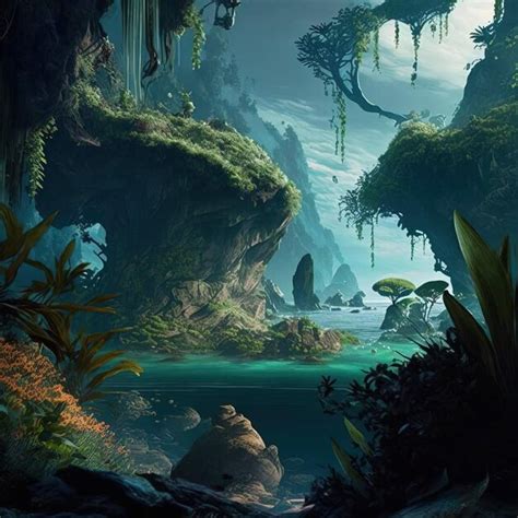 Premium AI Image A Digital Painting Of A Mountain Landscape With A