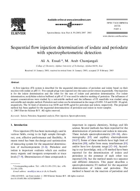 Pdf Sequential Flow Injection Determination Of Iodate And Periodate With Spectrophotometric
