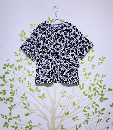 빔바이롤라 플라워 프린트 러플 반팔 블라우스 55 세컨웨어