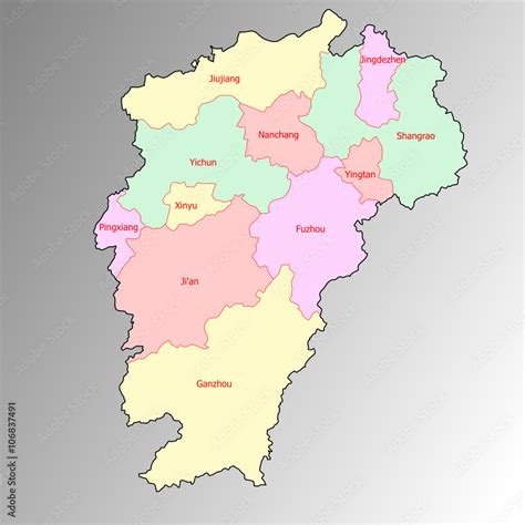 Map Of Jiangxi Province China Vector De Stock Adobe Stock