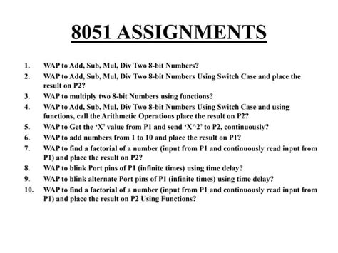 8051 C Assignments With All Examples Covered Ppt