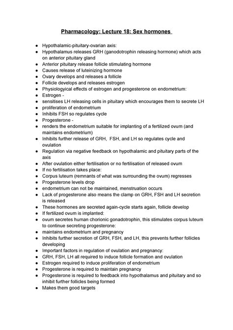 Pharmacology Lecture Sex Hormones Pharmacology Lecture Sex Hormones Studocu