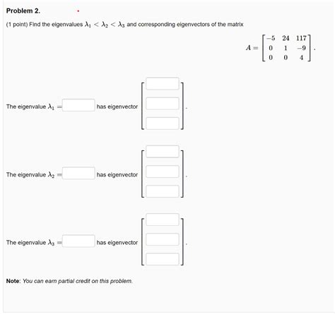 solved problem 2 1 point find the eigenvalues 11