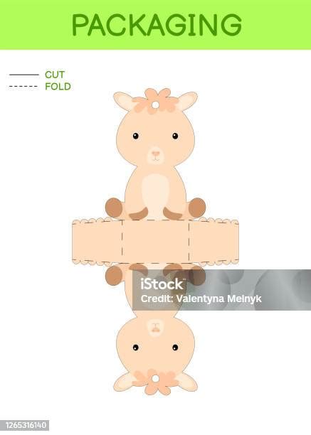 Diy 파티 호의 상자 다이 컷 템플릿 디자인 생일 과자 사탕 작은 선물에 대한 귀여운 알파카와 아기 샤워 인쇄 가능한 색상 구성표입니다 인쇄 잘라내기 접기 접착제 벡터