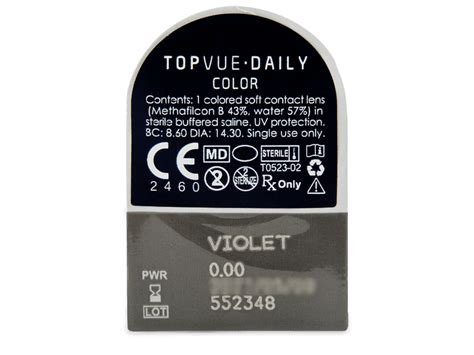 Topvue Daily Color Violet Plano 2 Daily Coloured Lenses Alensa Uae