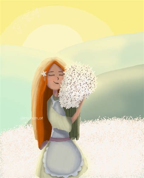 Девушка в цветах Рыжие девушки Рыжий Иллюстрации