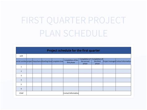 First Quarter Project Plan Schedule Excel Template And Google Sheets File For Free Download
