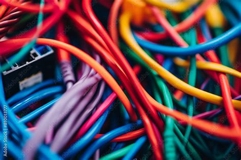 Tangled Ethernet Cables A Visual Pun On The Knotty Problems In Network Infrastructure Stock