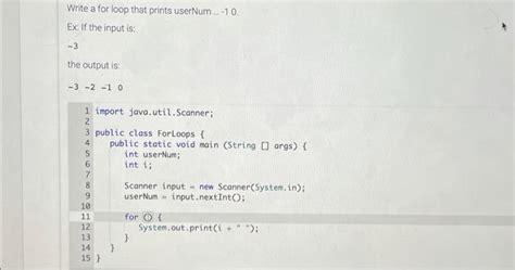 Solved Write A For Loop That Prints Usernum 10 Ex If