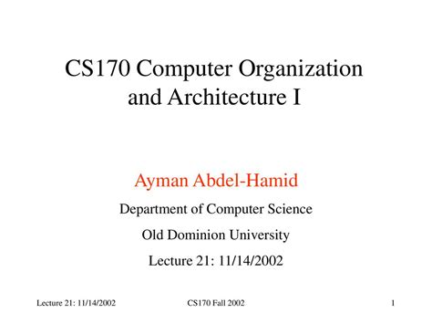cs170 computer organization and architecture i ppt download