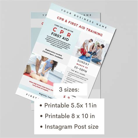 Cpr Training Flyer Cpr Flyer Cpr Template Cpr First Aid And