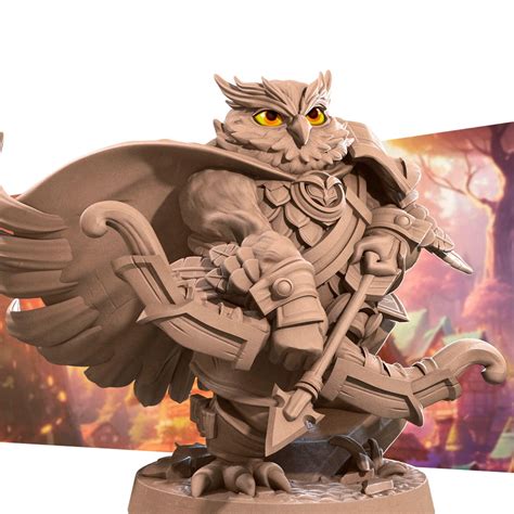 Owlfolk Ranger Owlin Tabletop Scale Dandd Ttrpg Miniature Bite The