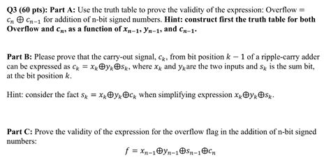 Q3 60 Pts Part A Use The Truth Table To Prove The