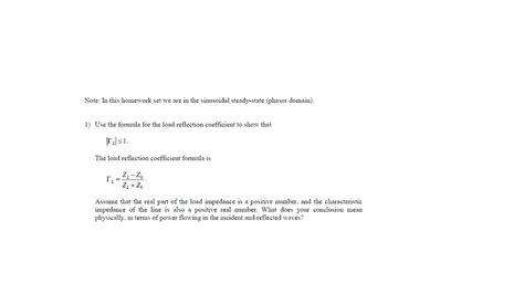 Solved Note In This Homework Set We Are In The Sinusoidal Chegg