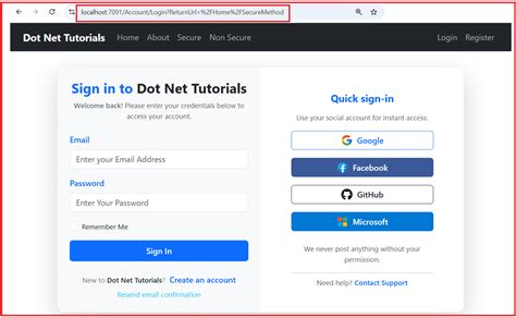 redirect to returnurl after login in asp core dot net tutorials