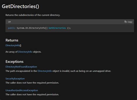 Directoryinfogetdirectories Does Not List Ioexception · Issue 8544 · Dotnetdotnet Api Docs
