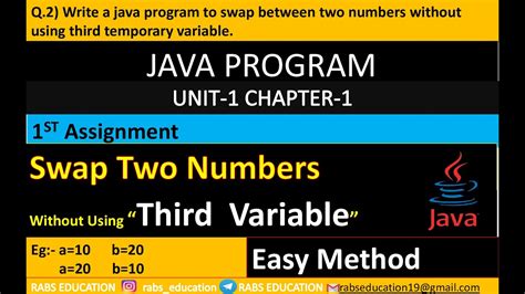 Program To Swap Two Numbers Without Using Third Temporary Variable Youtube