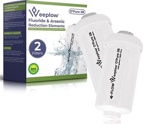 Weeplow® Opure 2b 2 Filtres à Eau Eléments De Réduction Du Fluorure Et De Larsenic