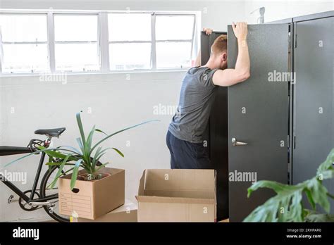 Man With Moving Box Stock Photo Alamy