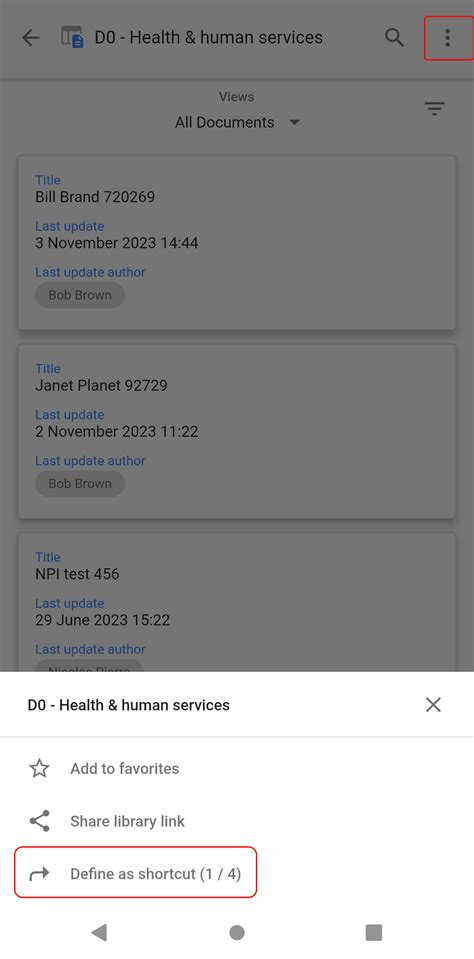Aodocs Mobile App Define And Use Library Shortcuts Aodocs Knowledge Base