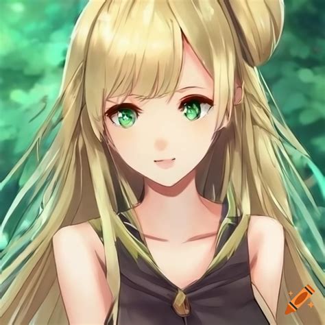 Anime Girl With Green Eyes And Blonde Hair On Craiyon