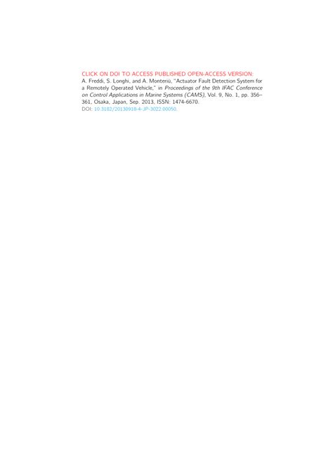 PDF Actuator Fault Detection System For A Remotely Operated Vehicle