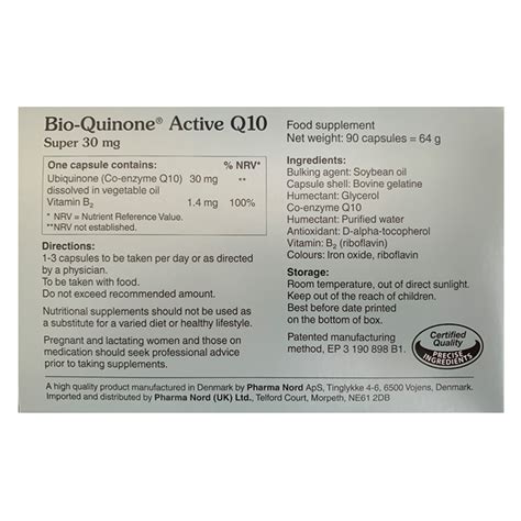 Bio Quinone Q10 Super 30mg 60 Caps Coq10 And B2 For Energy Heart