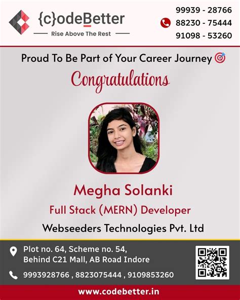Codebetter 🎉 Big Congratulations To Megha Solanki 🎉 Facebook