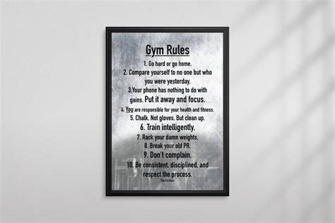 Printable Gym Rules Poster Motivational Wall Art Inspirational