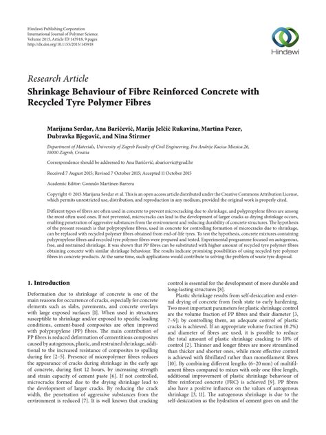 Pdf Shrinkage Behaviour Of Fibre Reinforced Concrete With Recycled Tyre Polymer Fibres