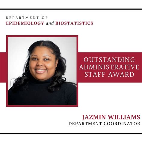 Congratulations To Jazmin Williams Recipient Of This Years Department
